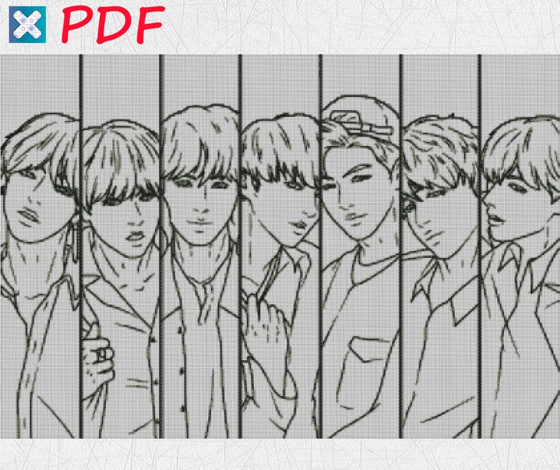 BTS Cross Stitch Pattern Bangtan Boys Embroidery PDF BTS Music - Etsy