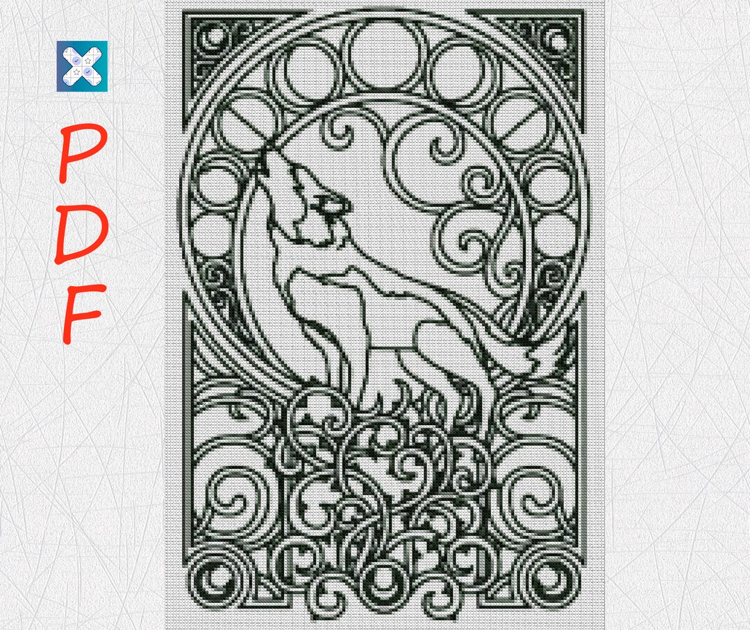 Norse Wolf Embroidery Pattern: Viking-inspired Animal Cross Stitch ...