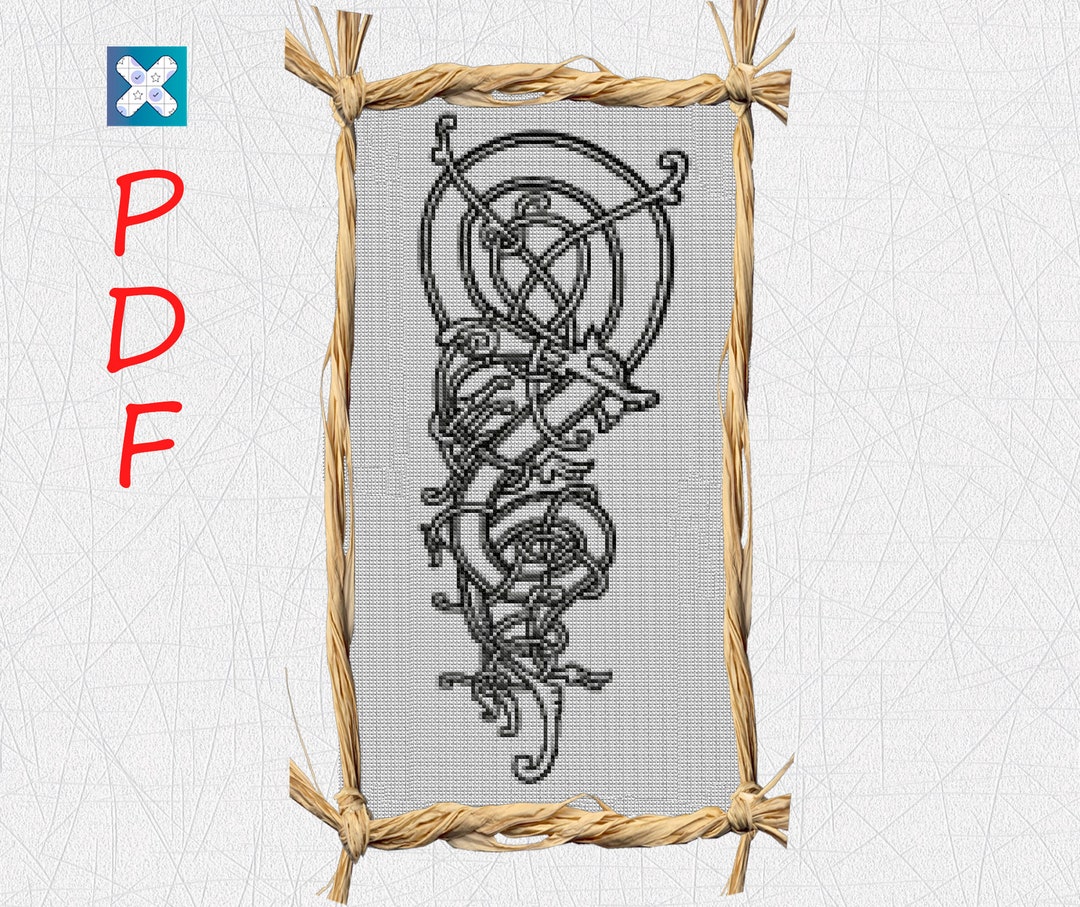 Viking Cross Stitch Pattern Dragon Cross Stitch Pagan Cross Stitch ...