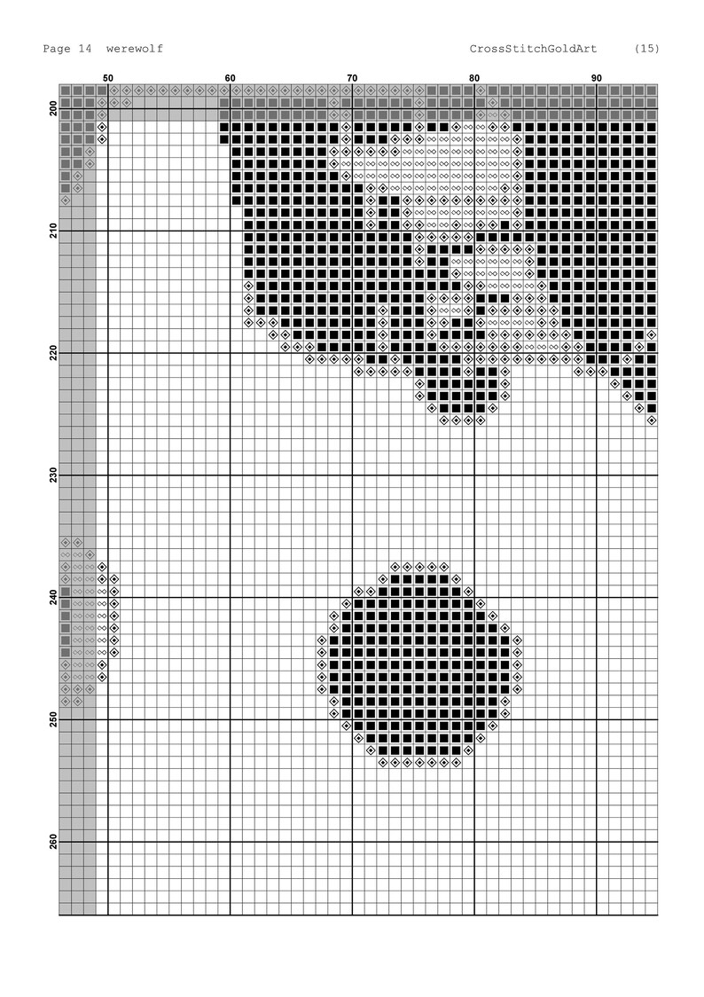 Werewolf Cross Stitch Pattern for Beginners Witch Embroidery Pattern ...