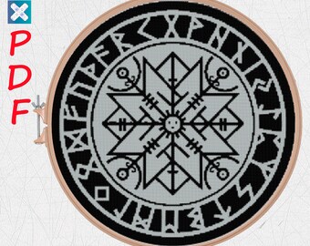 Viking Compass Vegvisir Cross Stitch Pattern - Etsy UK