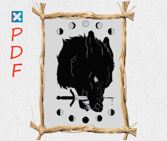 Werewolf Cross Stitch Pattern for Beginners Witch Embroidery | Etsy