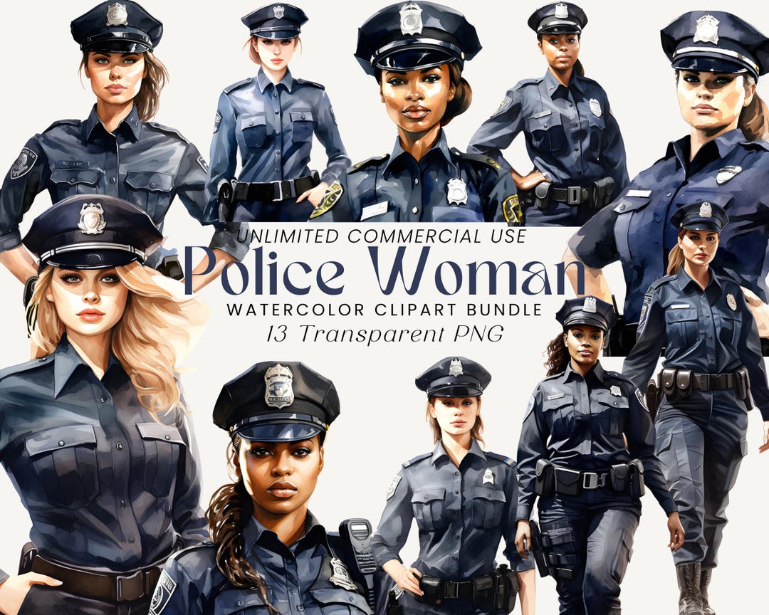 Police Woman Watercolor Clipart Bundle | Police Officer Clipart ...