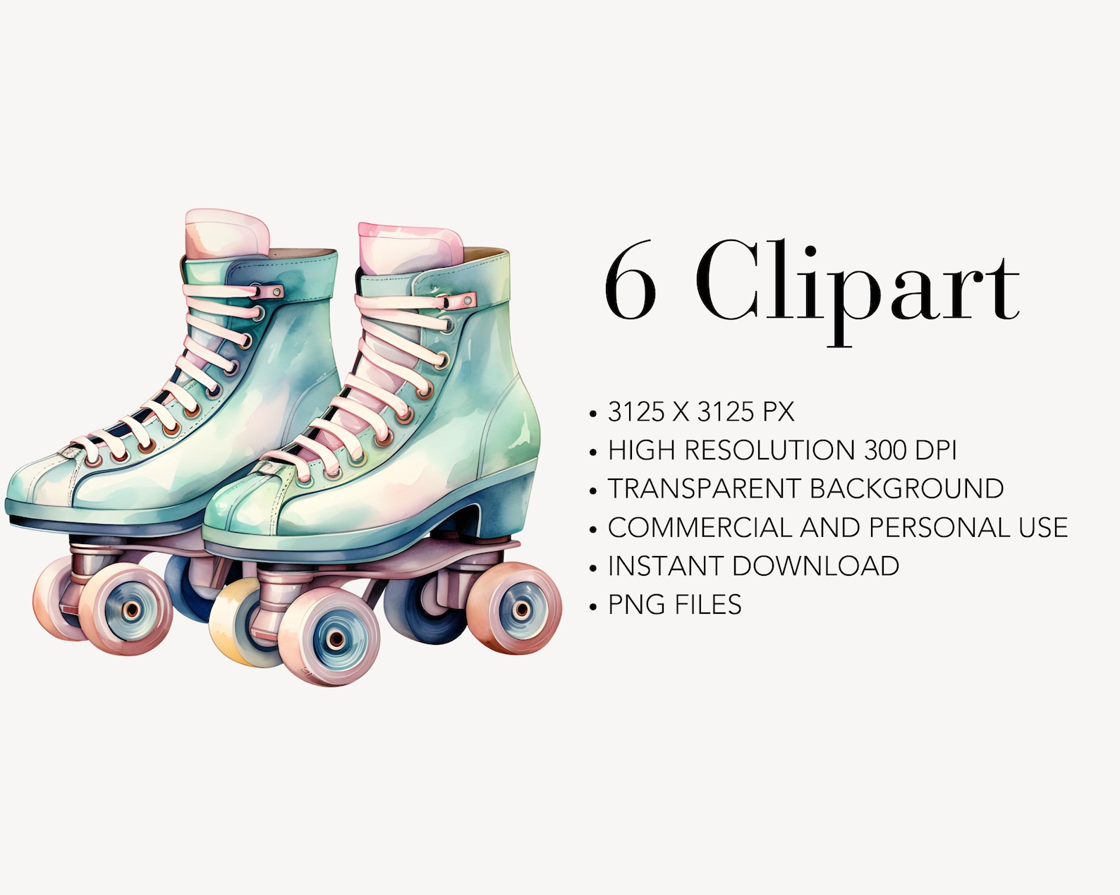 Roller Skates Clipart Bundle | Retro Roller Skates | Vintage Skating ...