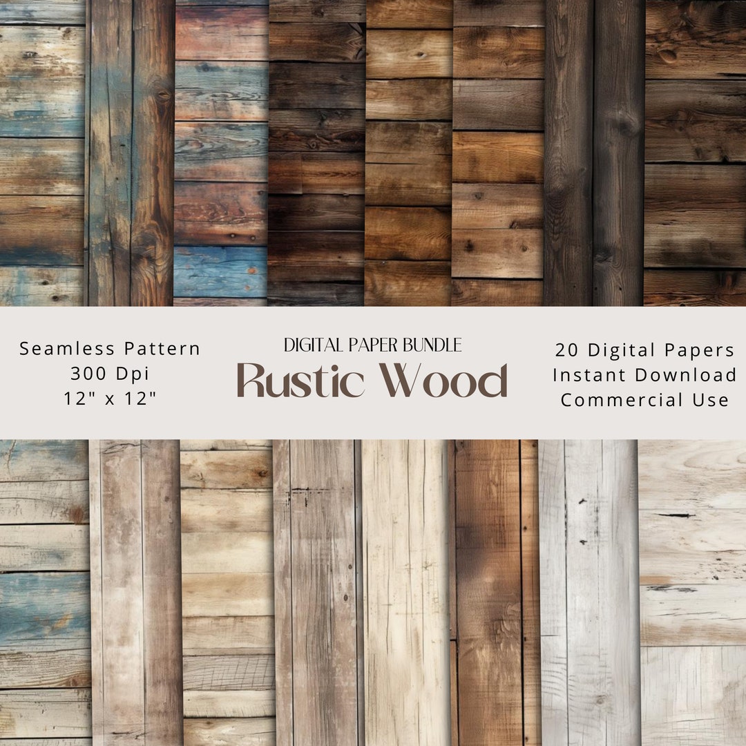 Rustic Wood Seamless Digital Paper Rustic Wood Texture, Distressed Wood ...