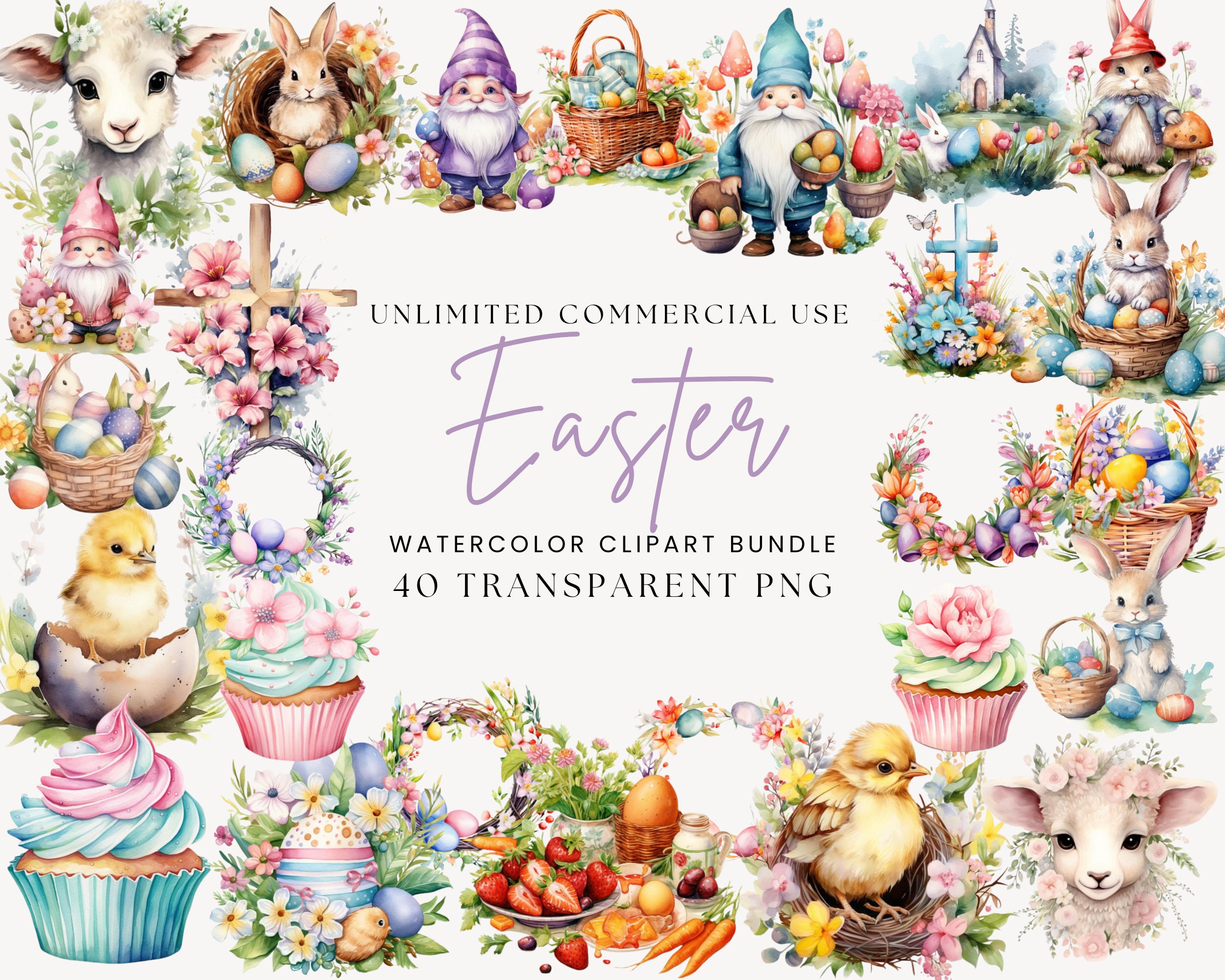 Easter Clipart Bundle Easter Clipart Watercolor Spring Clipart Easter ...