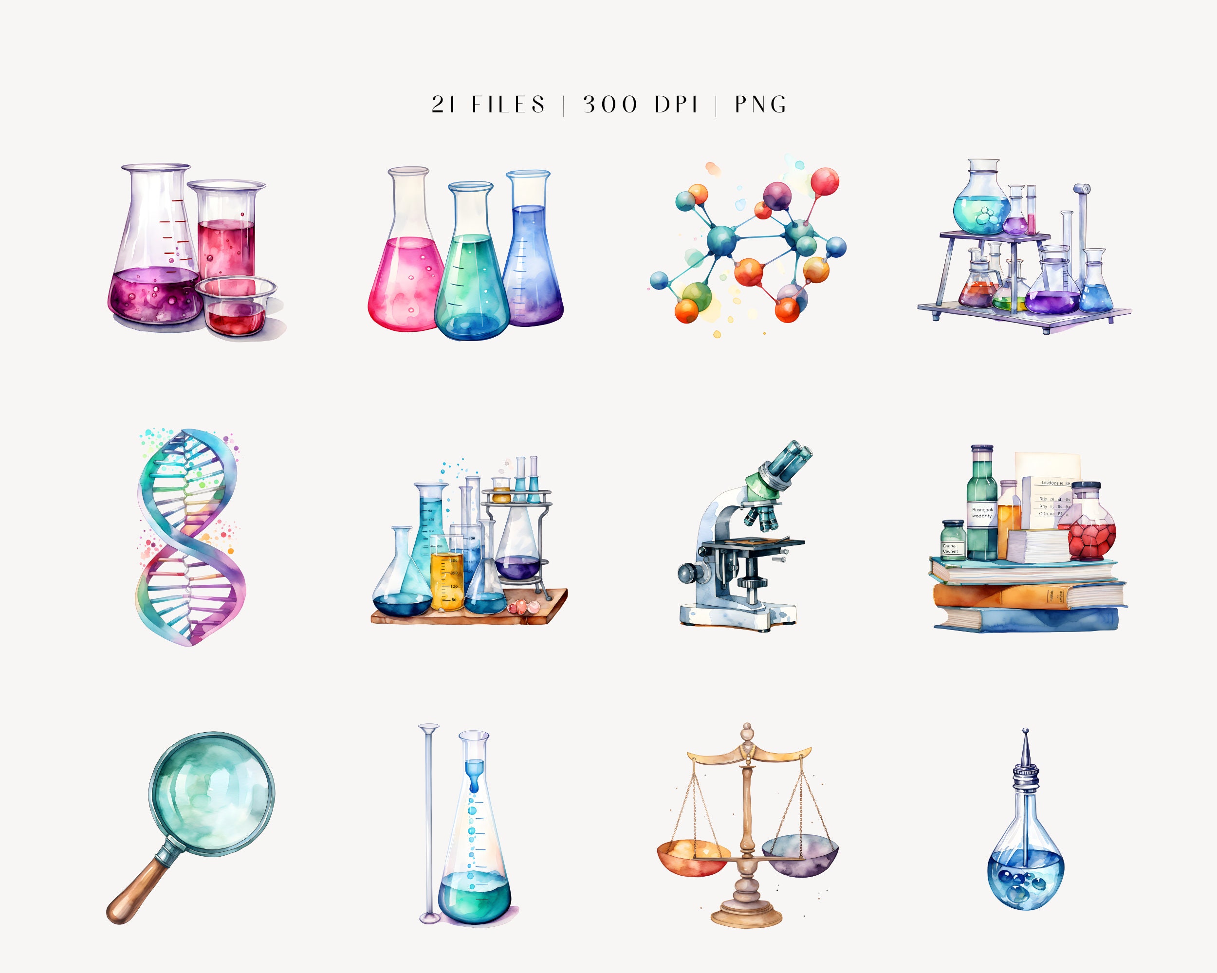 Chemistry Clipart Watercolor Clipart Bundle, Science Clipart ...