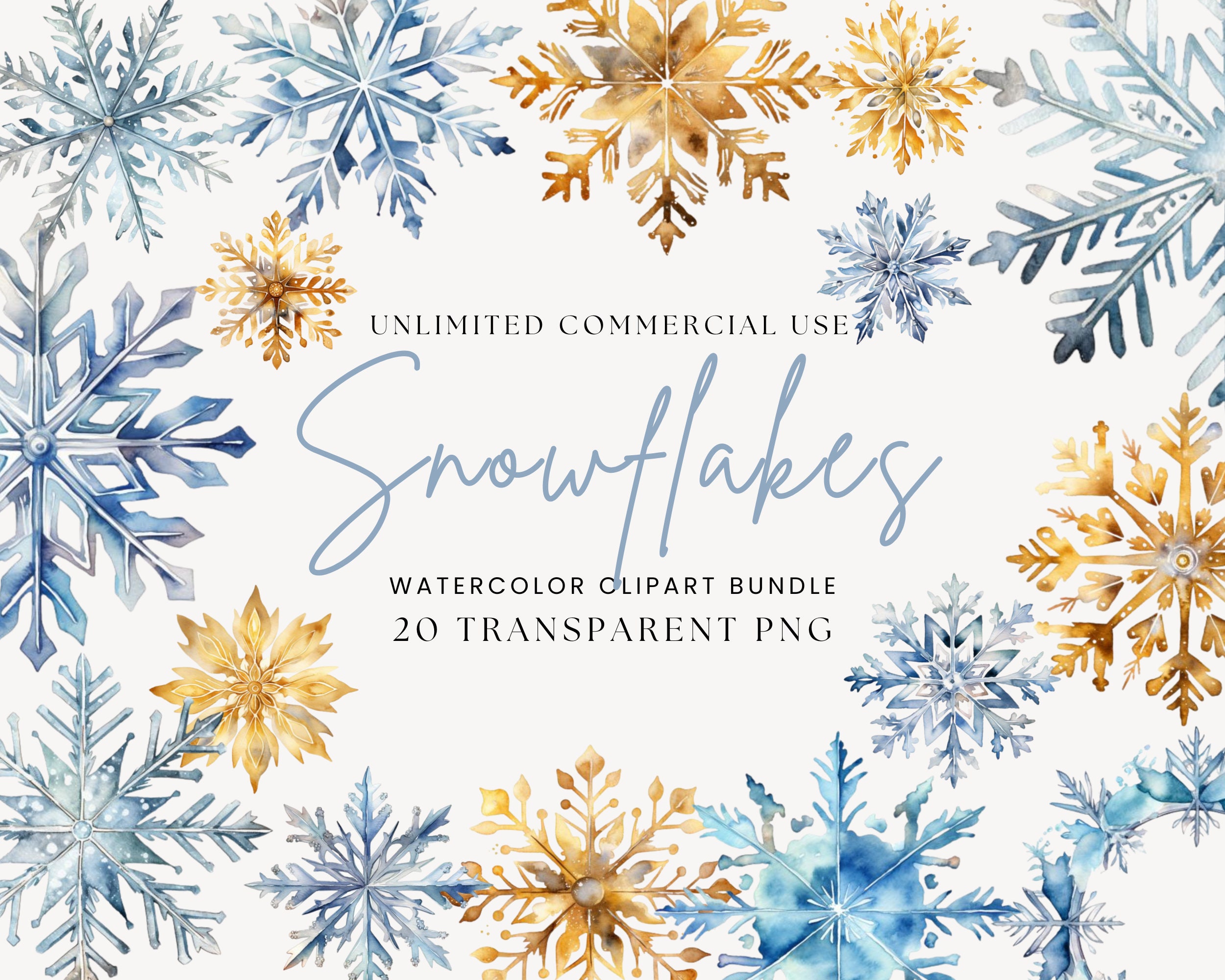 Watercolor Snowflakes Clipart | Silver Snowflake Clipart | Snowflake ...