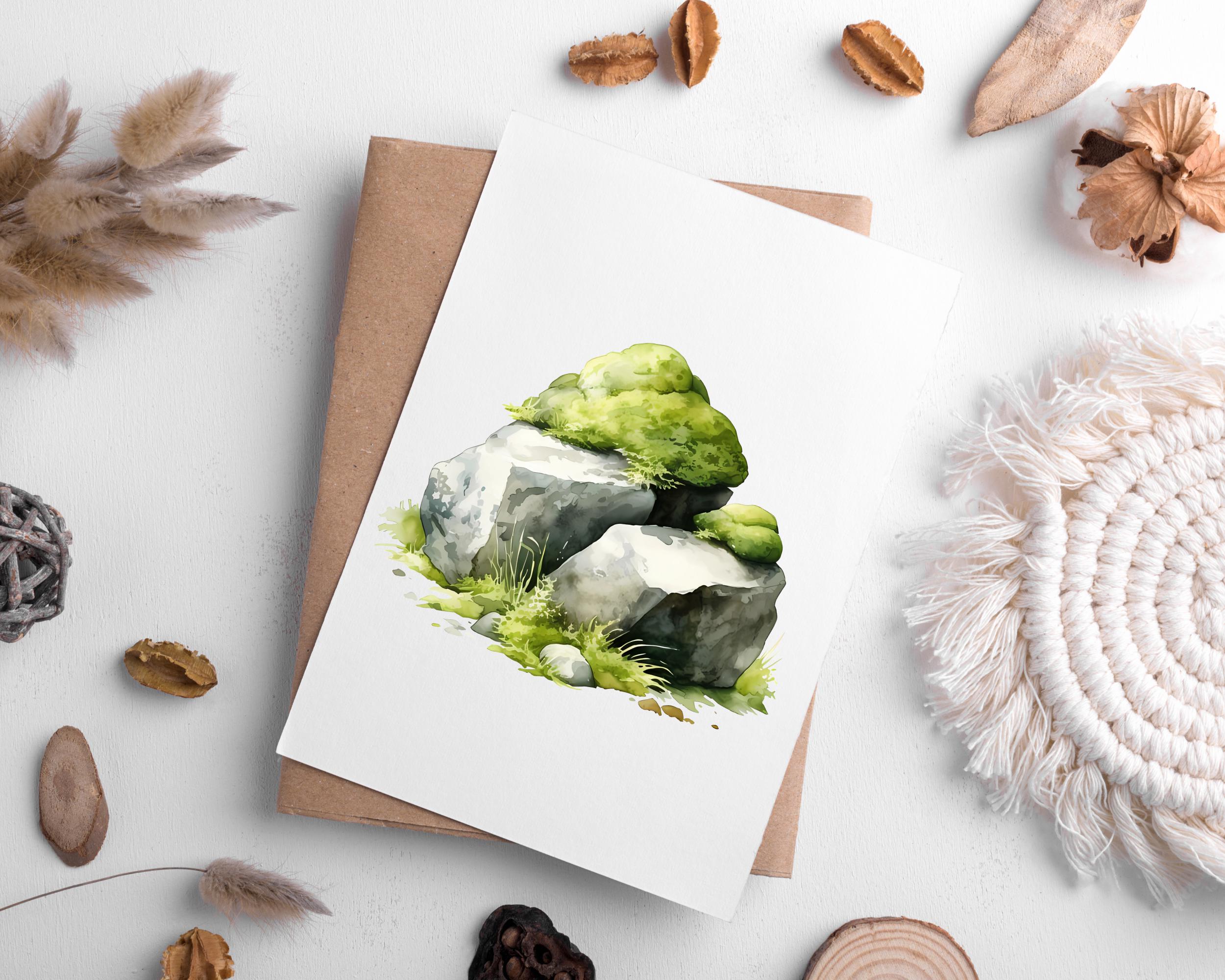 Moss Clipart | Green Moss PNG | Nature Illustration | Mossy Rock PNG ...