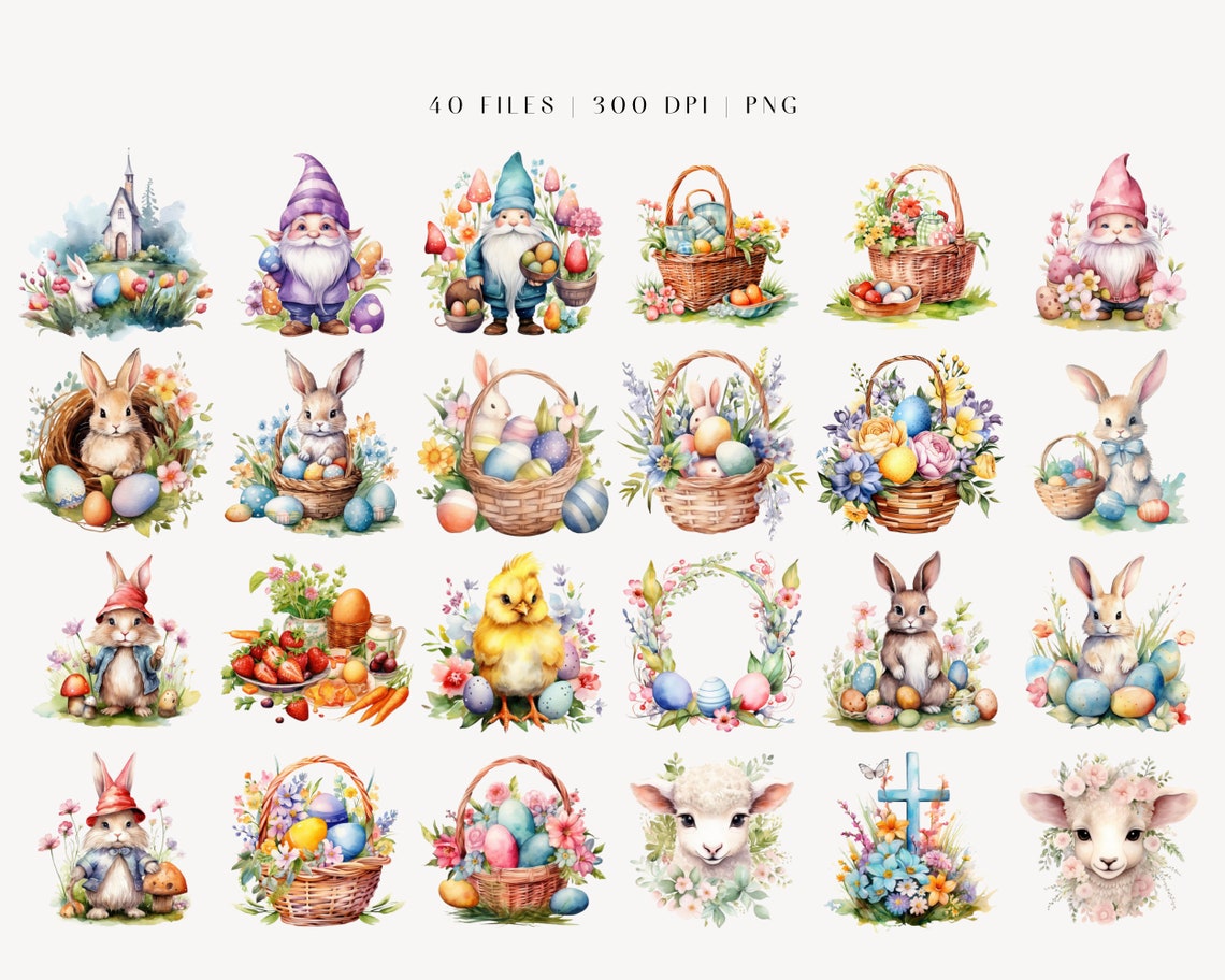 Easter Clipart Bundle Easter Clipart Watercolor Spring Clipart Easter ...
