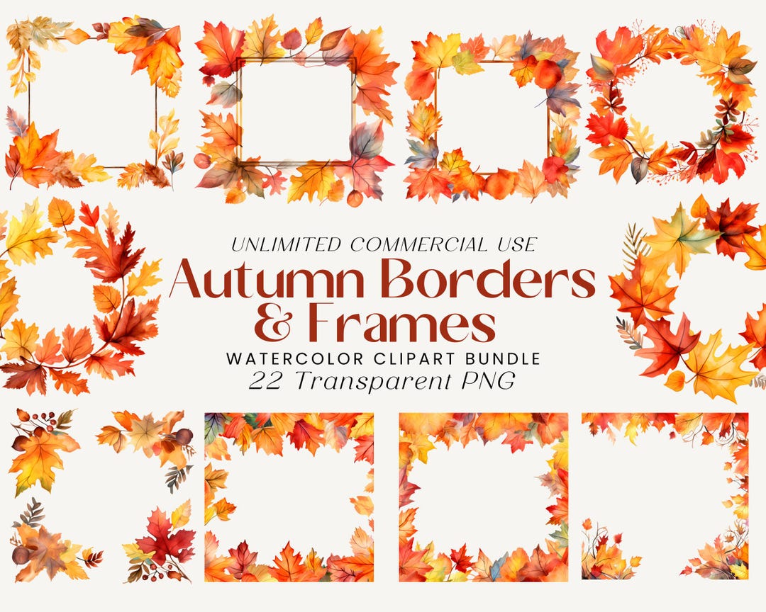 Autumn Leaves Borders and Frame Clipart | Fall Foliage Clipart | Maple ...