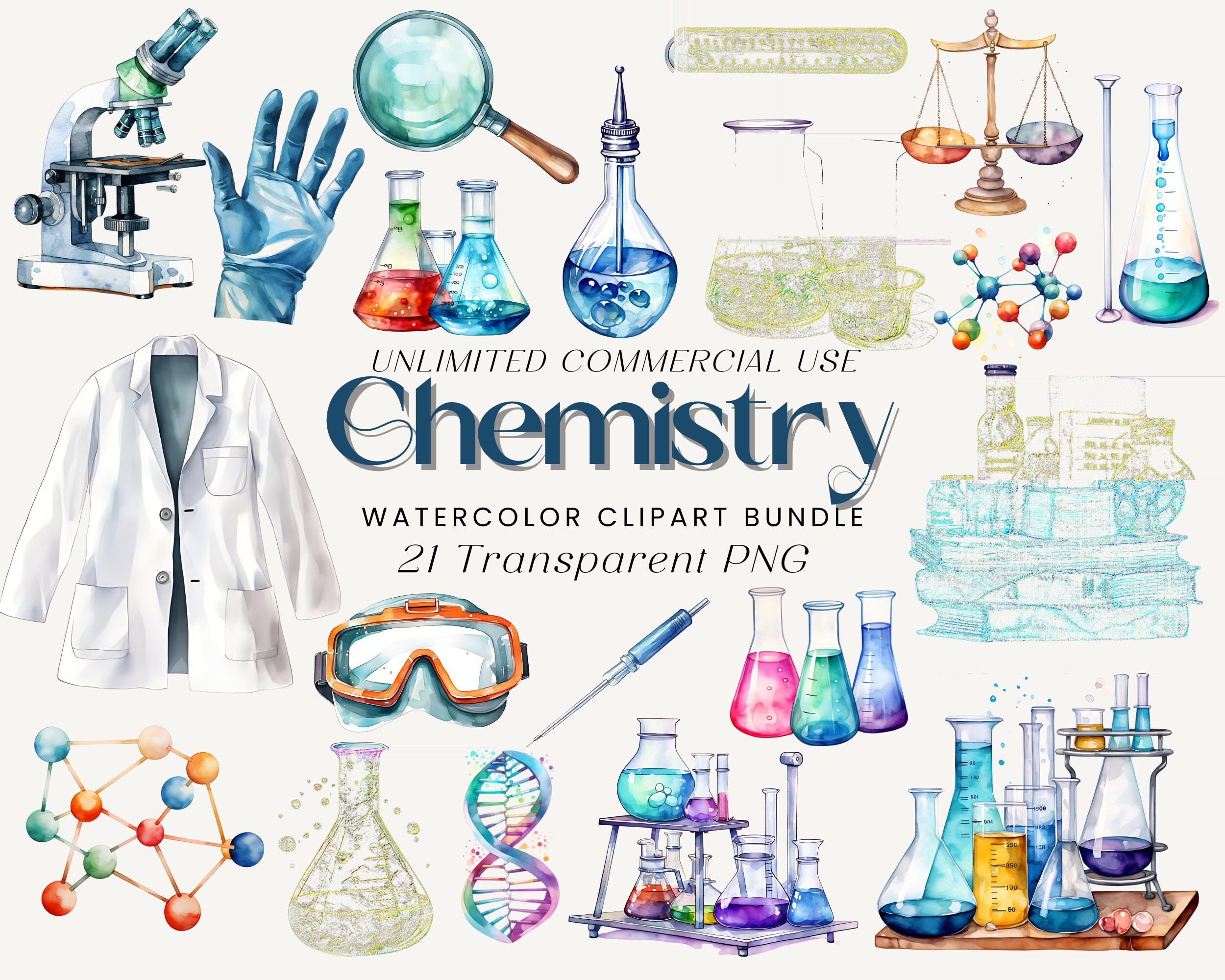 Chemistry Clipart Watercolor Clipart Bundle, Science Clipart ...