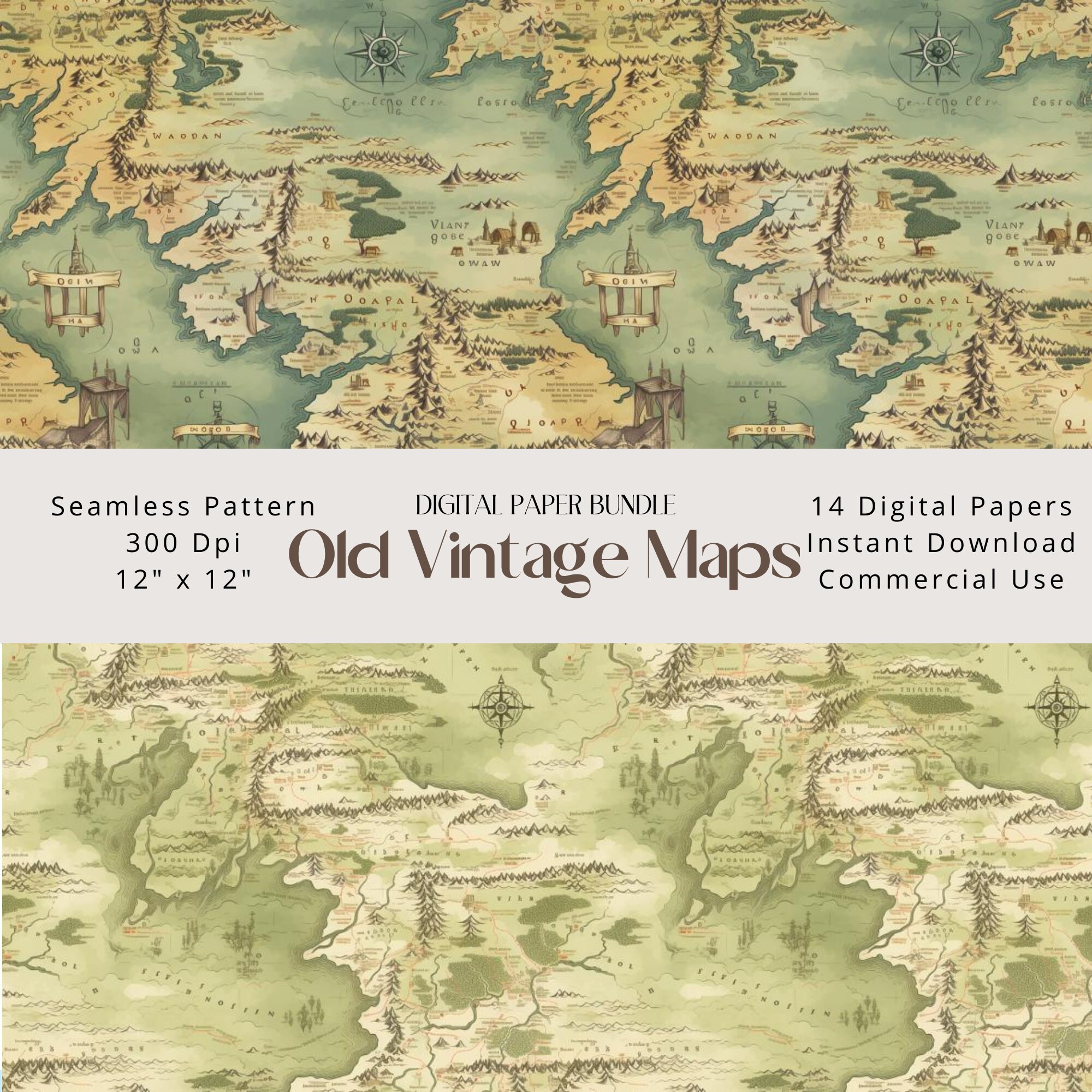 Old Vintage Maps Digital Paper Seamless Digital Paper, Vintage Maps ...