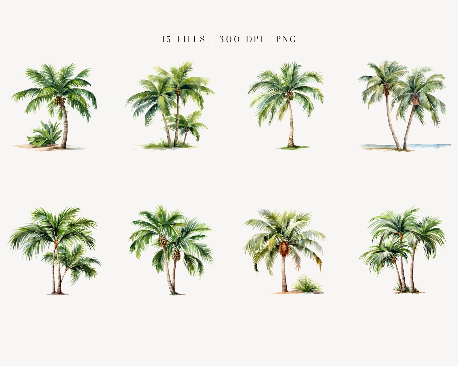 Palm Tree Watercolor Clipart Bundle | Tropical Clipart, Summer Clipart ...