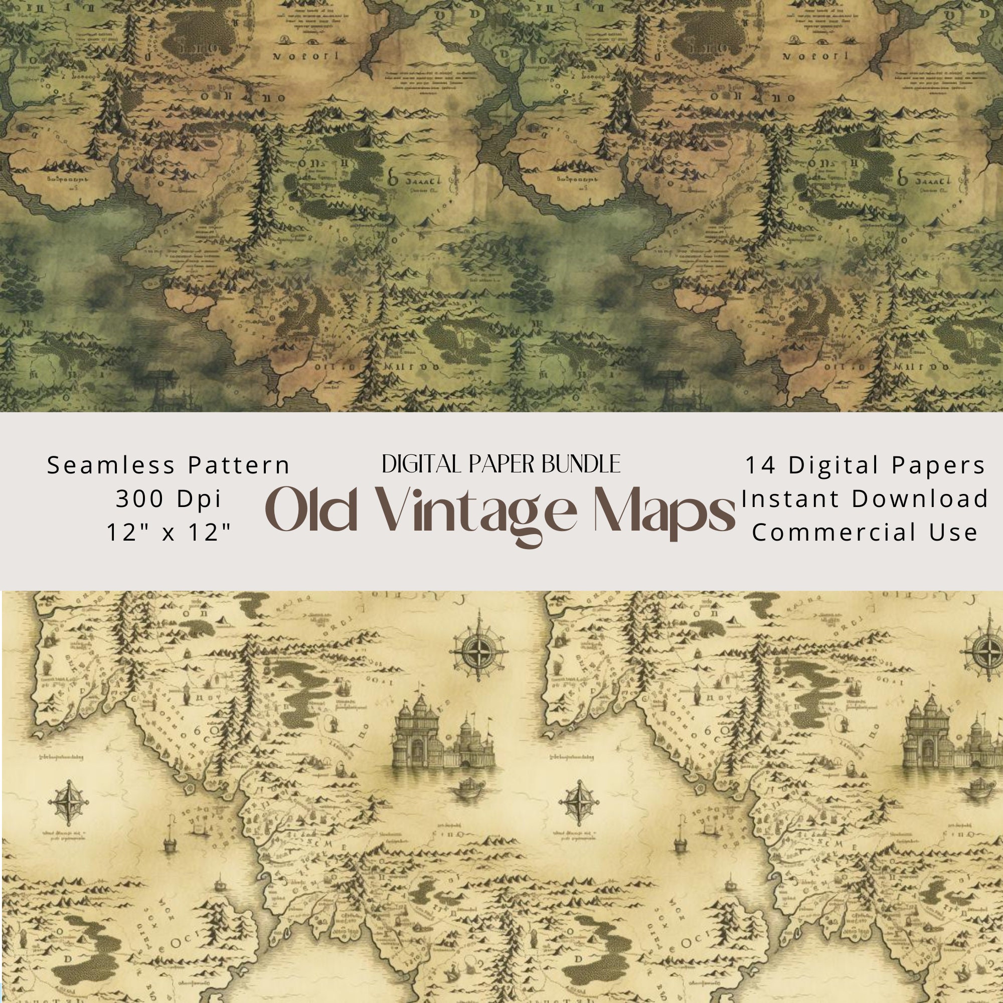 Old Vintage Maps Digital Paper Seamless Digital Paper, Vintage Maps ...