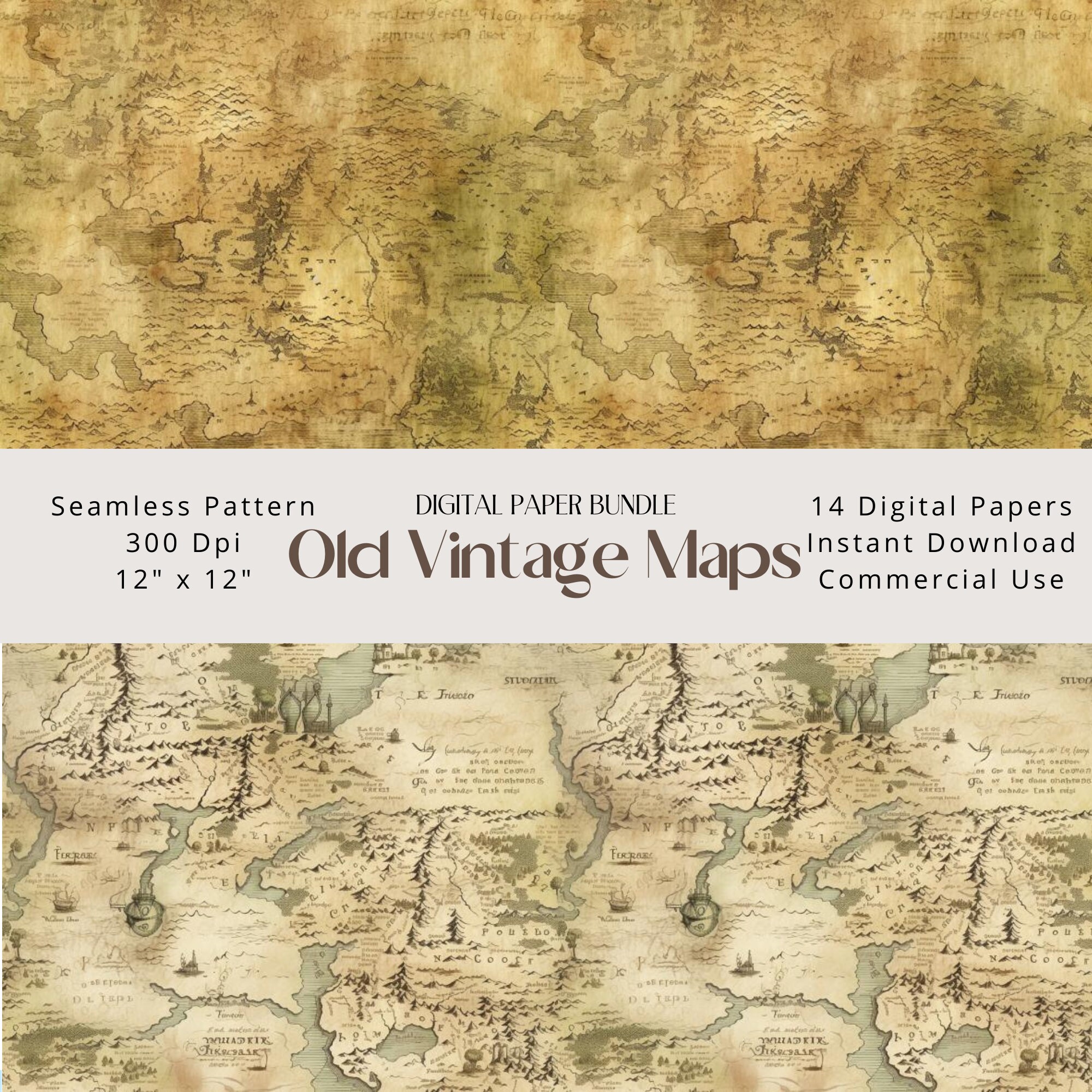 Old Vintage Maps Digital Paper Seamless Digital Paper, Vintage Maps ...