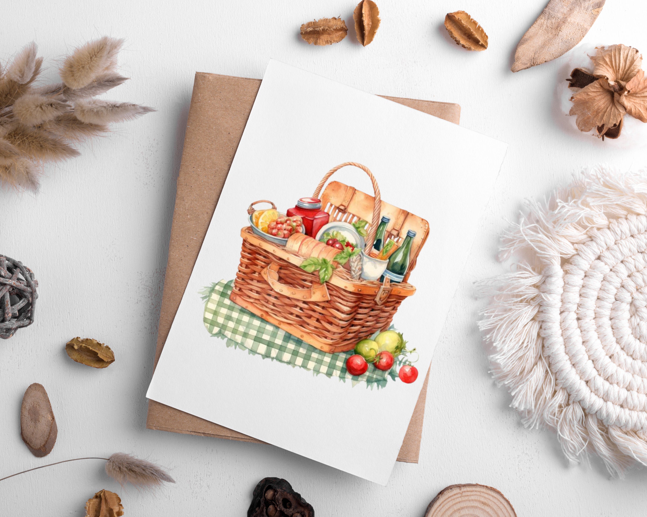 Watercolor Picnic Basket Clipart Bundle | Summer Picnic, Food ...