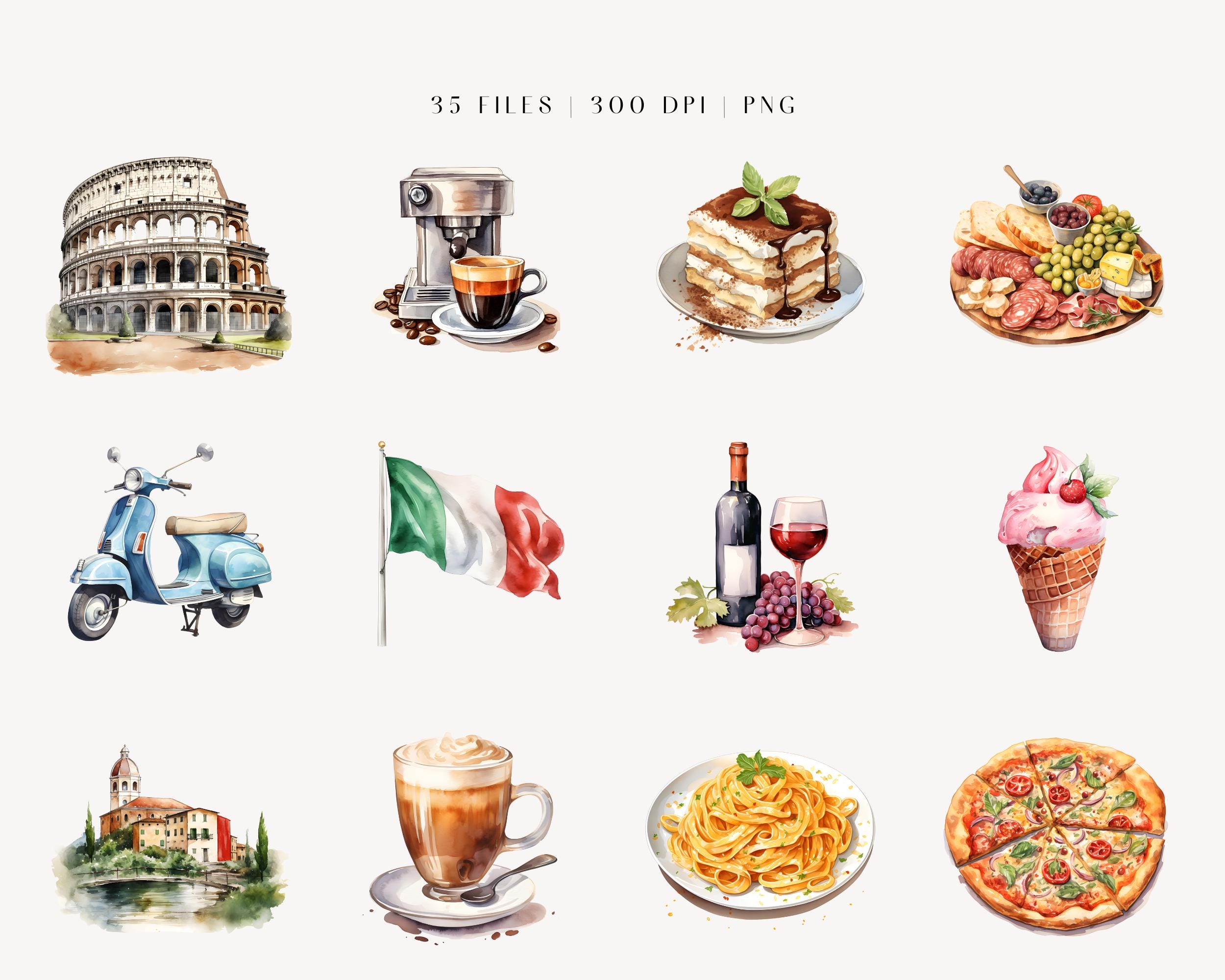 Italy Watercolor Clipart Bundle | Rome Illustrations | Italy Vacation ...