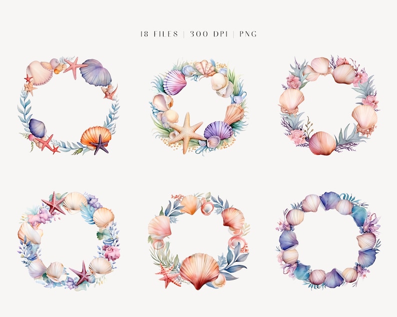 Seashell Borders Clipart Bundle | Wreaths and Frames, Seashell Frame ...