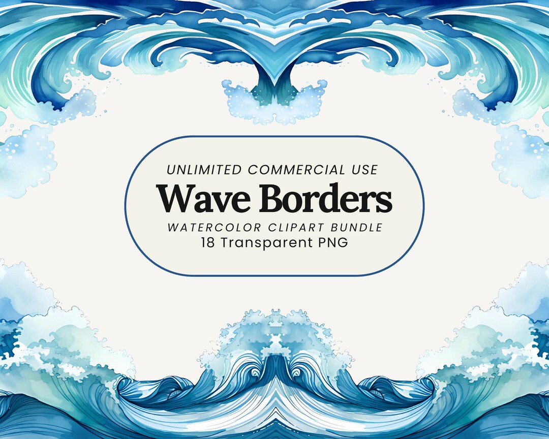 Wave Borders Clipart | Ocean Wave PNG | Water Border Design for ...