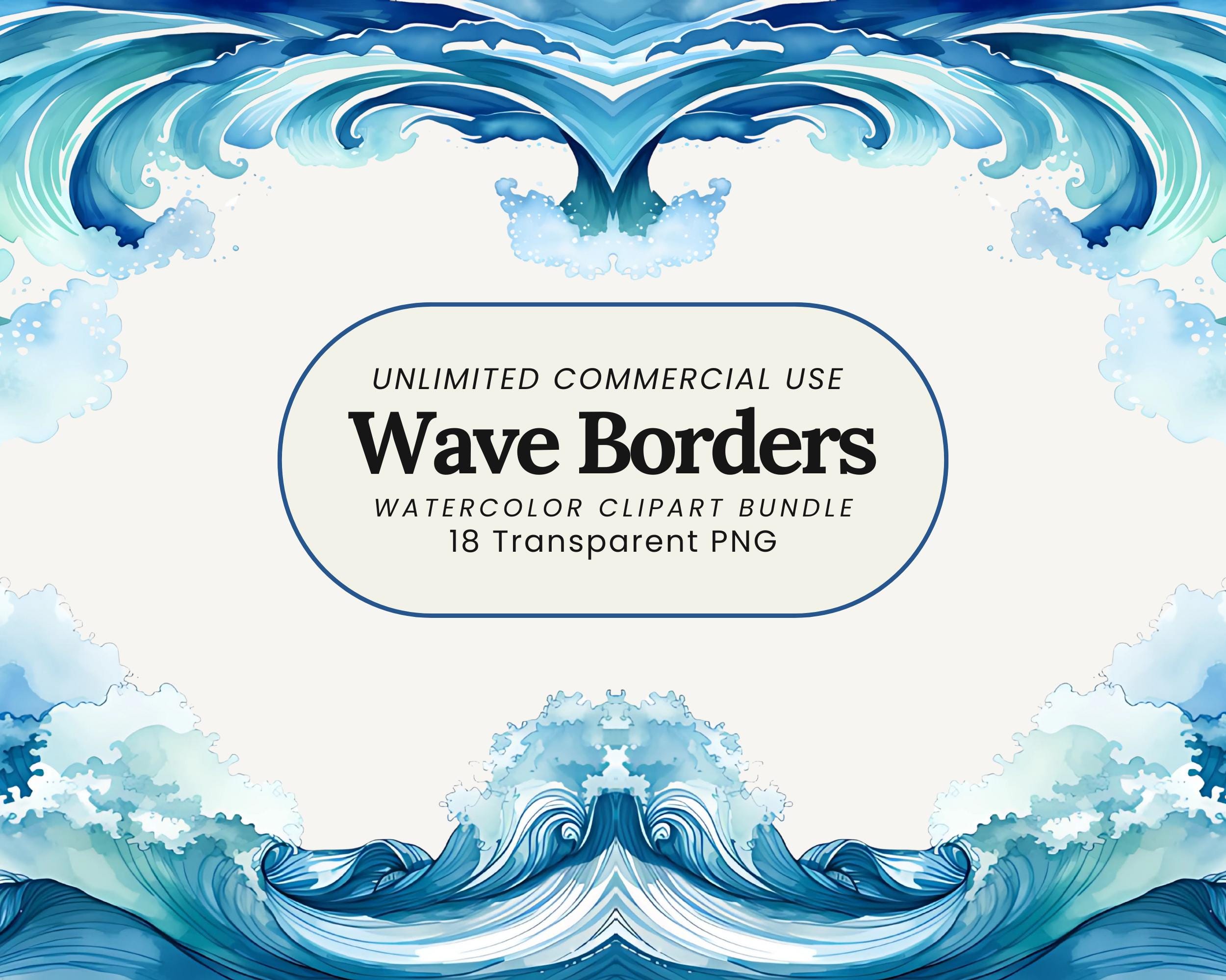 Wave Borders Clipart | Ocean Wave PNG | Water Border Design for ...