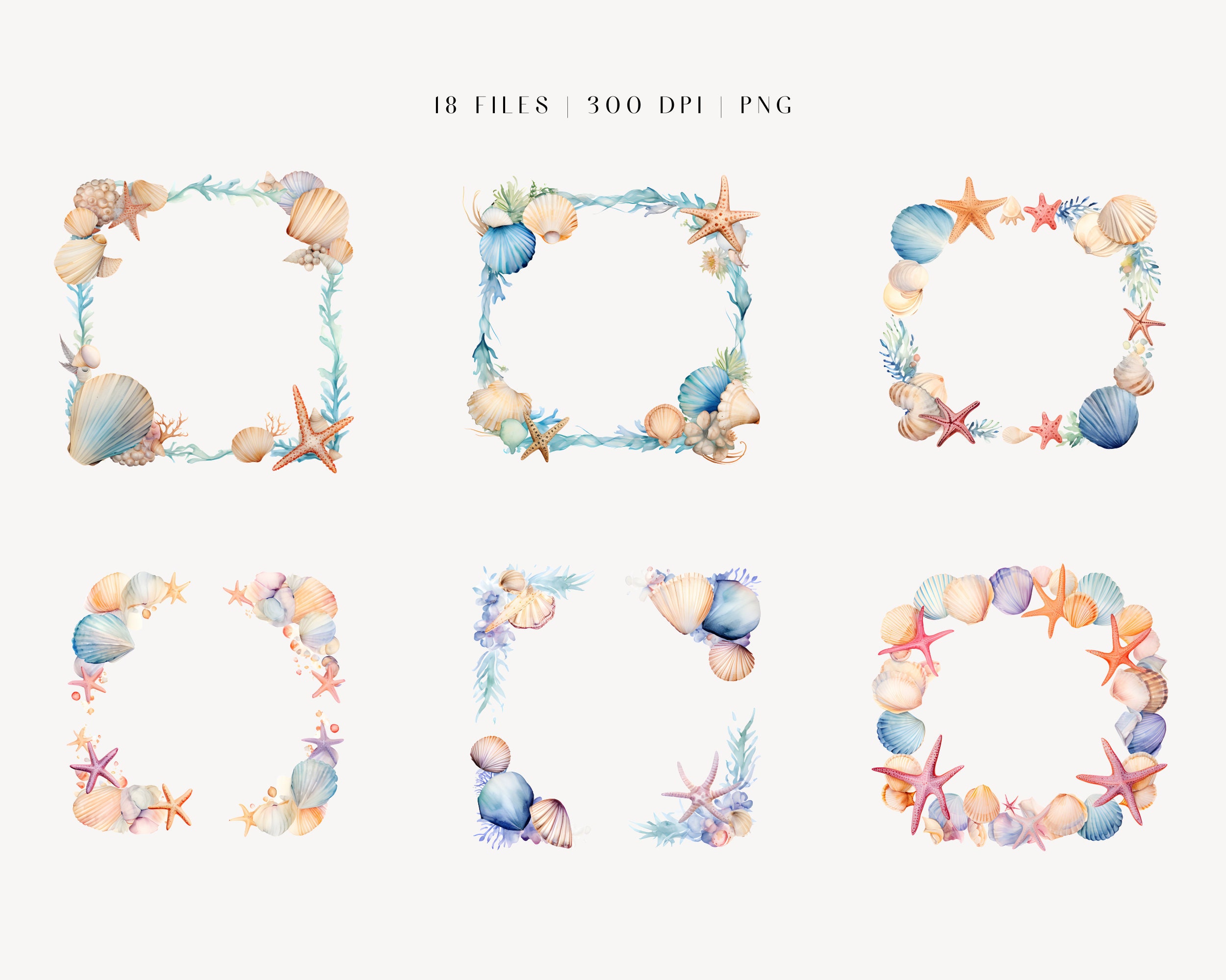 Seashell Borders Clipart Bundle | Wreaths and Frames, Seashell Frame ...