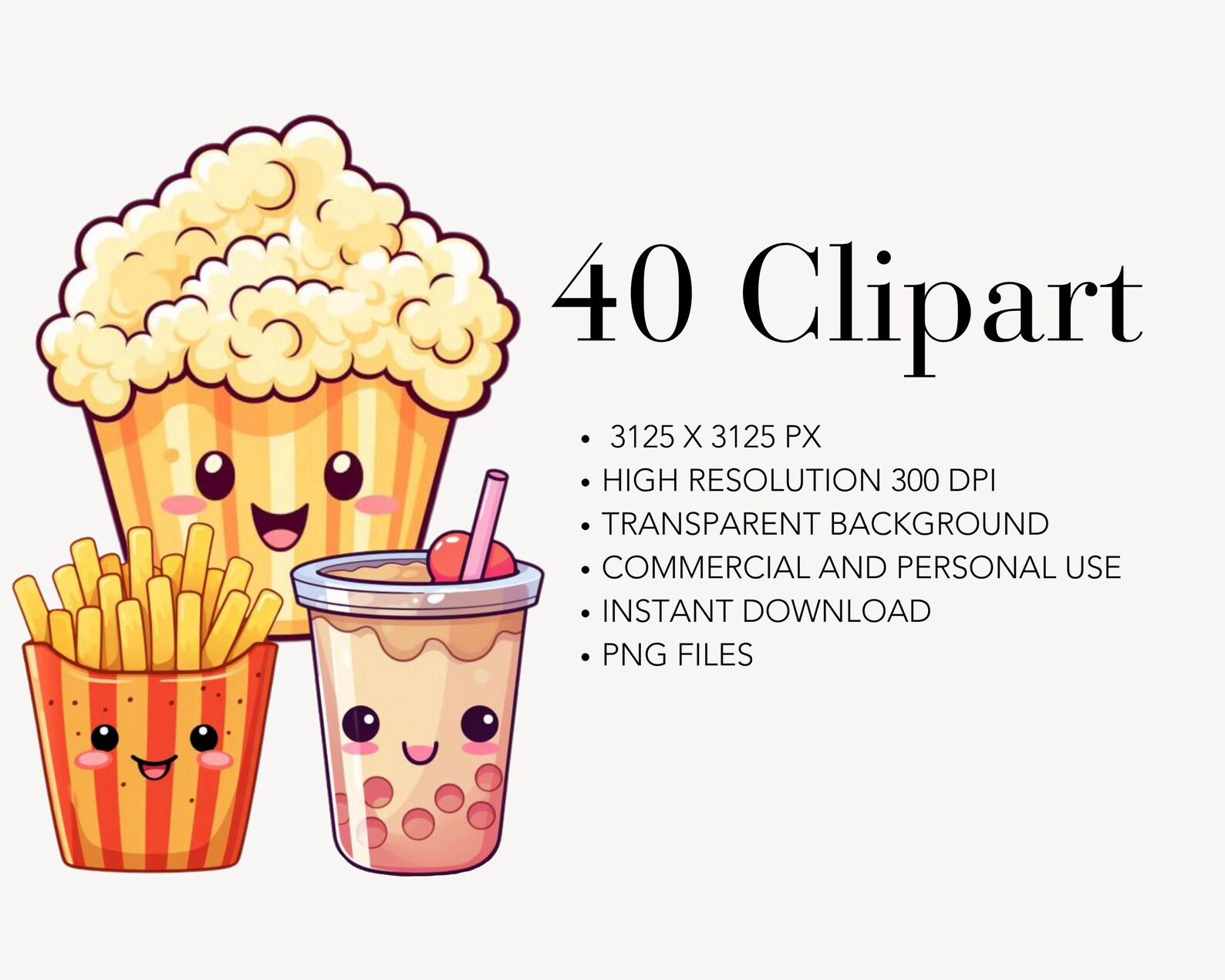 Kawaii Food Clipart Cute Food Clipart Kawaii PNG Bundle Kawaii Clipart ...