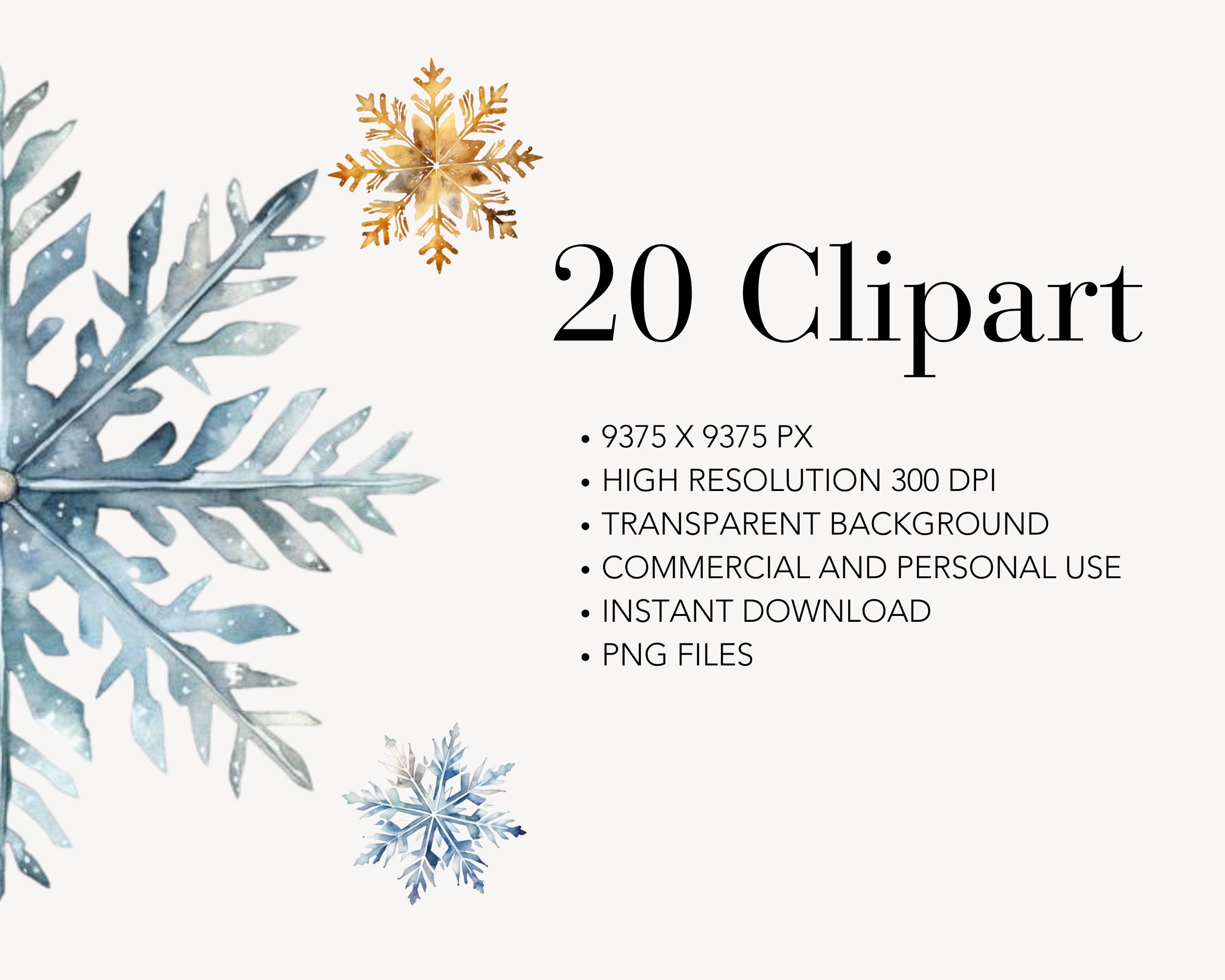 Watercolor Snowflakes Clipart | Silver Snowflake Clipart | Snowflake ...