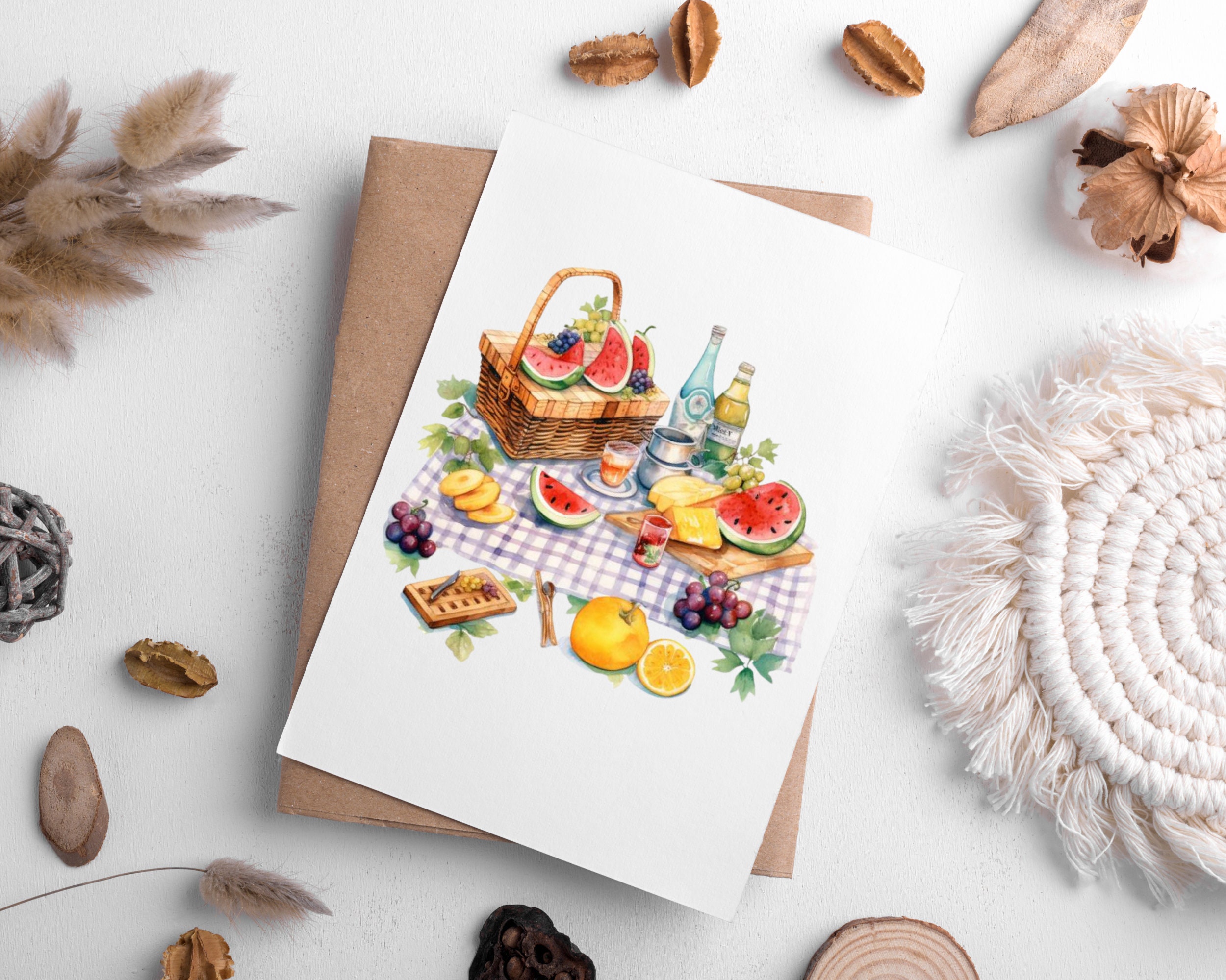 Watercolor Summer Picnic Clipart Bundle | Afternoon Picnic, Picnic ...