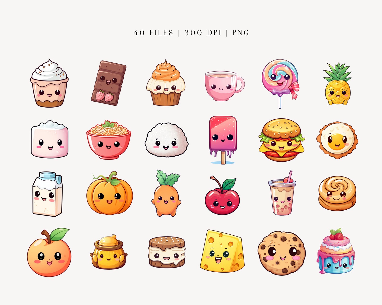 Kawaii Food Clipart Cute Food Clipart Kawaii PNG Bundle Kawaii Clipart ...