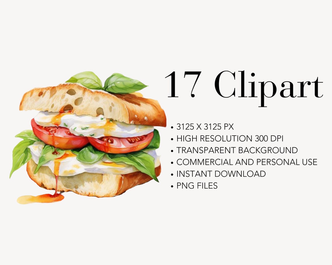Watercolor Sandwiches Clipart Bundle | Breakfast Sandwich, Marmalade ...