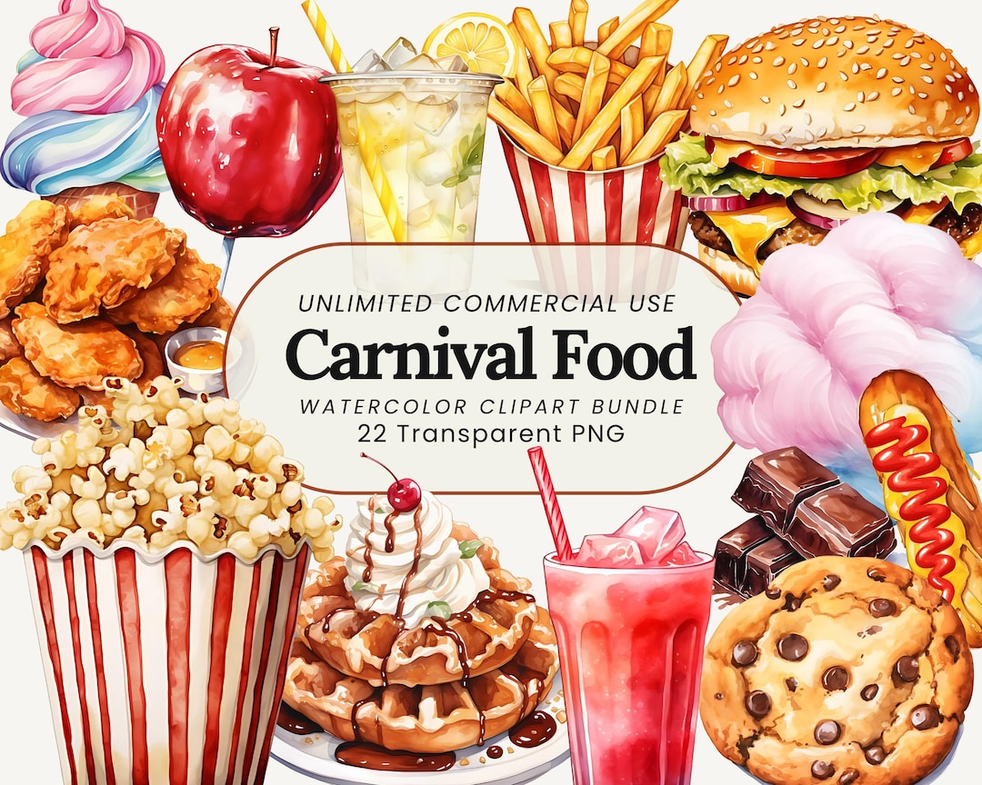 Carnival Food Clipart: Fun Fair Snacks PNG (digital Download) - Etsy