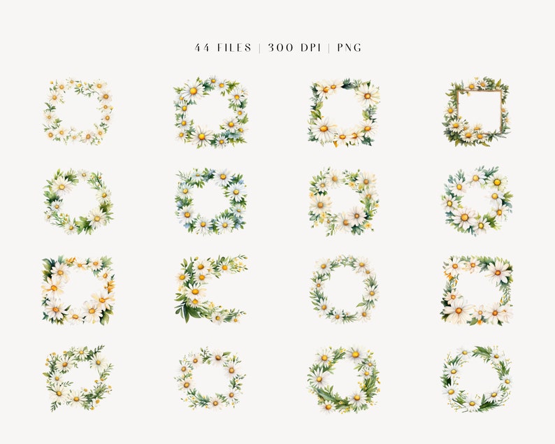 Watercolor Daisy Clipart Bundle | Daisy Bouquet, Daisy Wreath, Daisy ...
