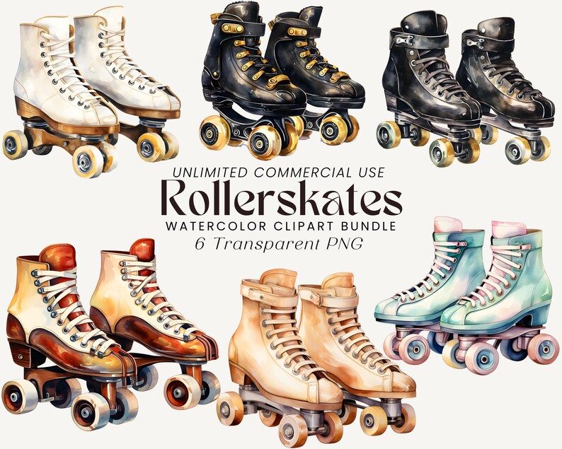 Roller Skates Clipart Bundle | Retro Roller Skates | Vintage Skating ...