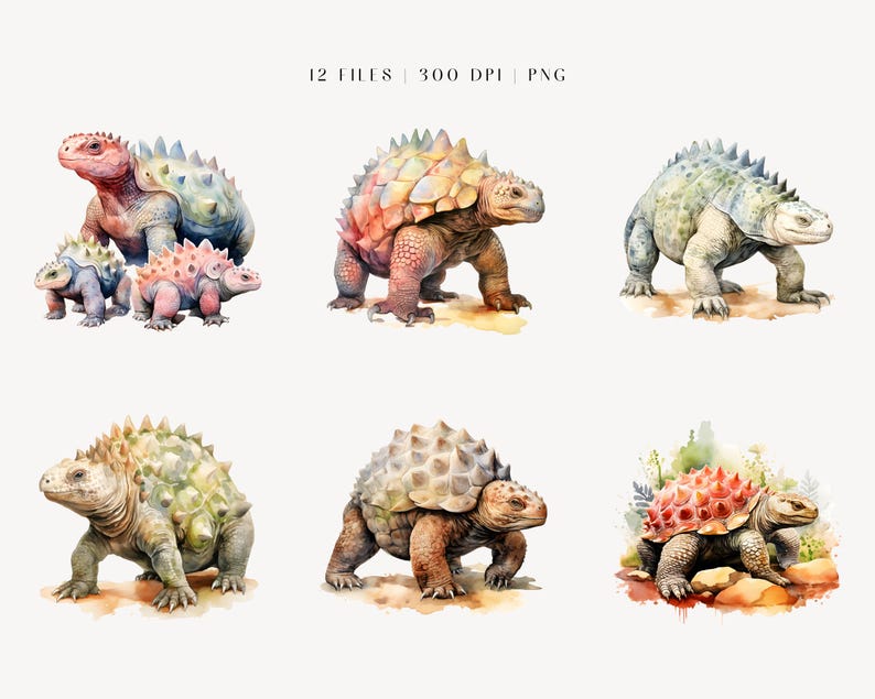 Ankylosaurus Watercolor Clipart | Dinosaur Clipart | Prehistoric ...