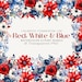 Red White & Blue Floral Clipart Bundle | Watercolor Clipart | Patriotic ...