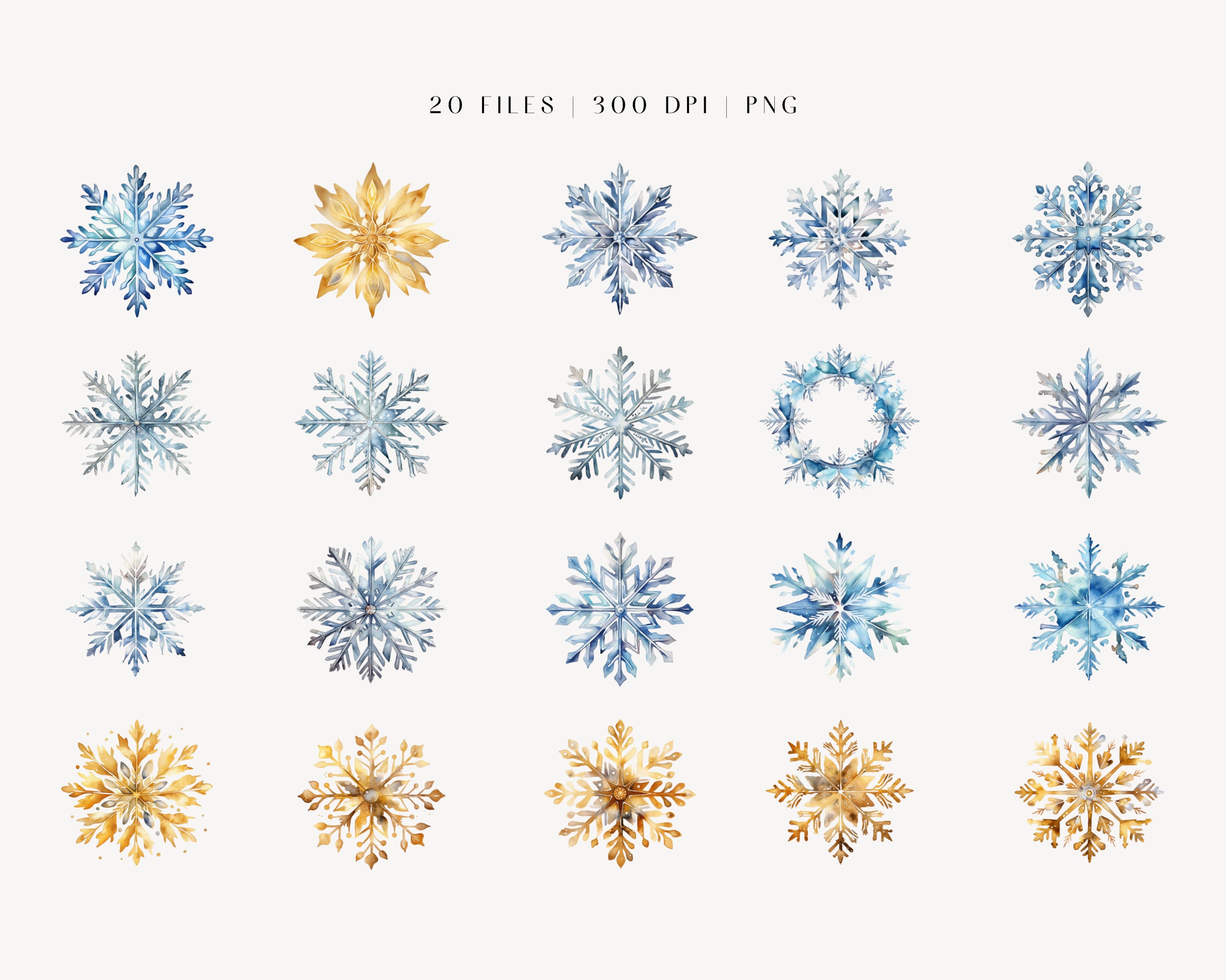 Watercolor Snowflakes Clipart | Silver Snowflake Clipart | Snowflake ...