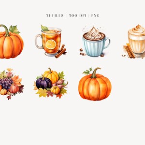 Autumn Watercolor Clipart Set Fall Clipart Autumn Scenes Autumn Foods ...
