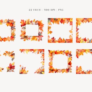 Watercolor Autumn Leaves Clipart: Fall Borders & Frames (PNG) - Etsy