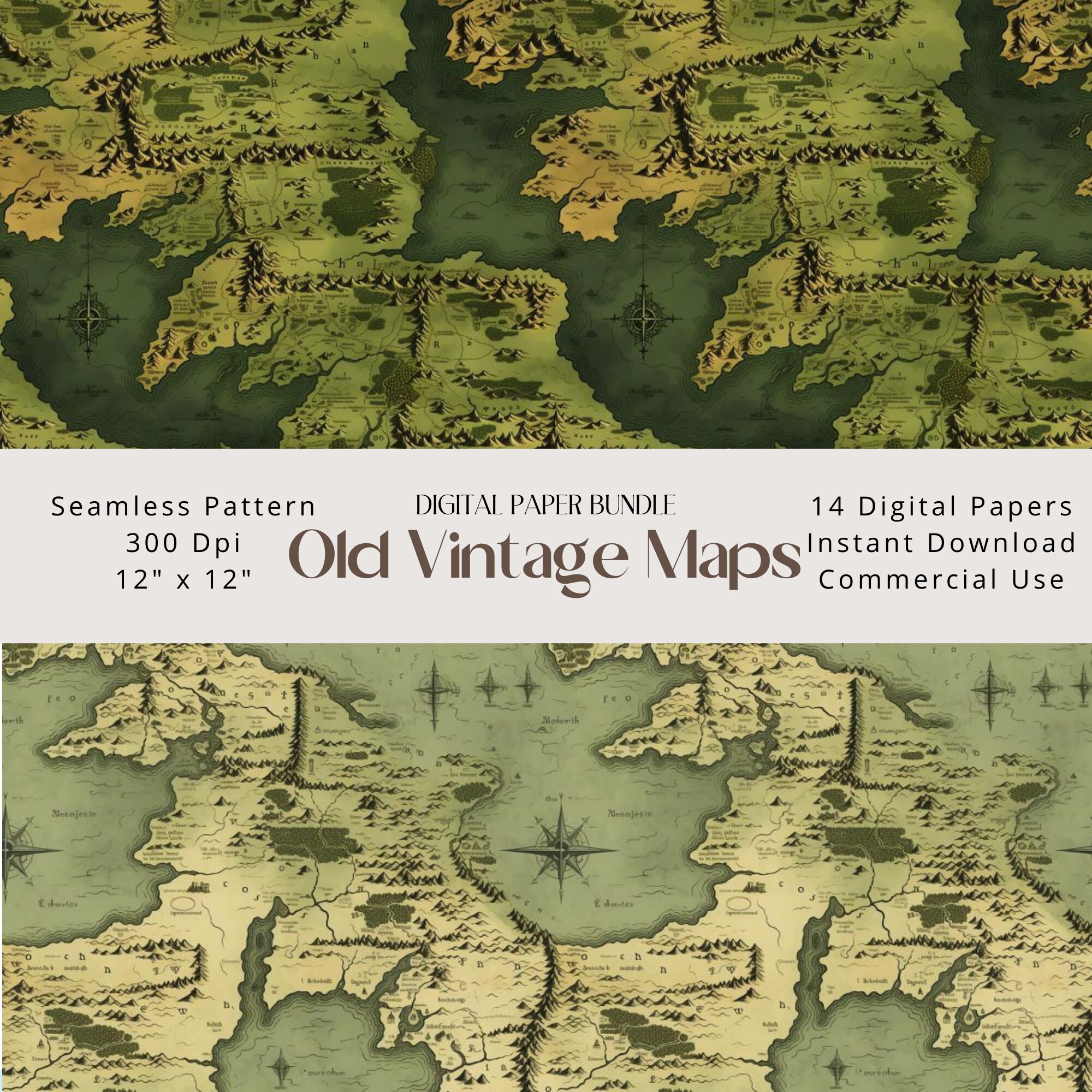 Old Vintage Maps Digital Paper Seamless Digital Paper, Vintage Maps ...