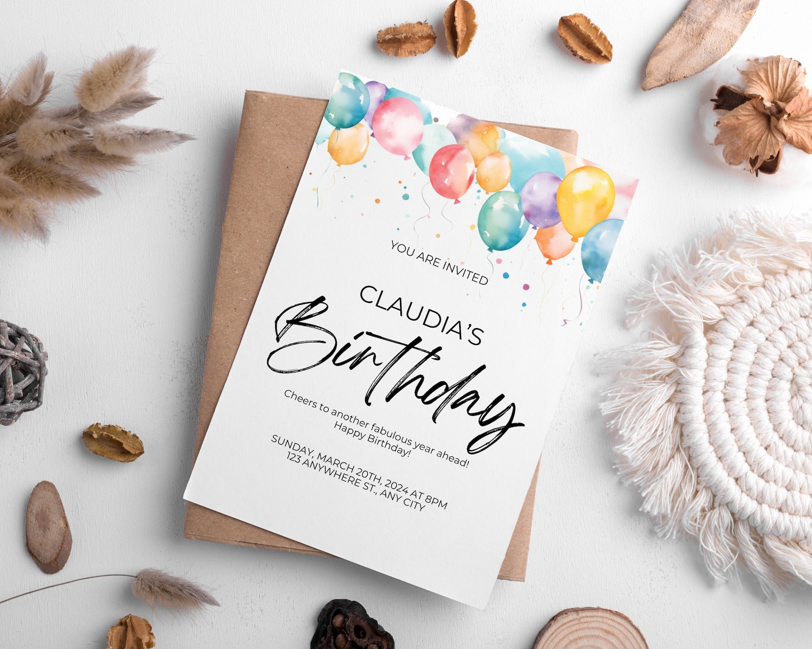 Watercolor Balloon Borders and Frames Clipart Bundle | Birthday Party ...