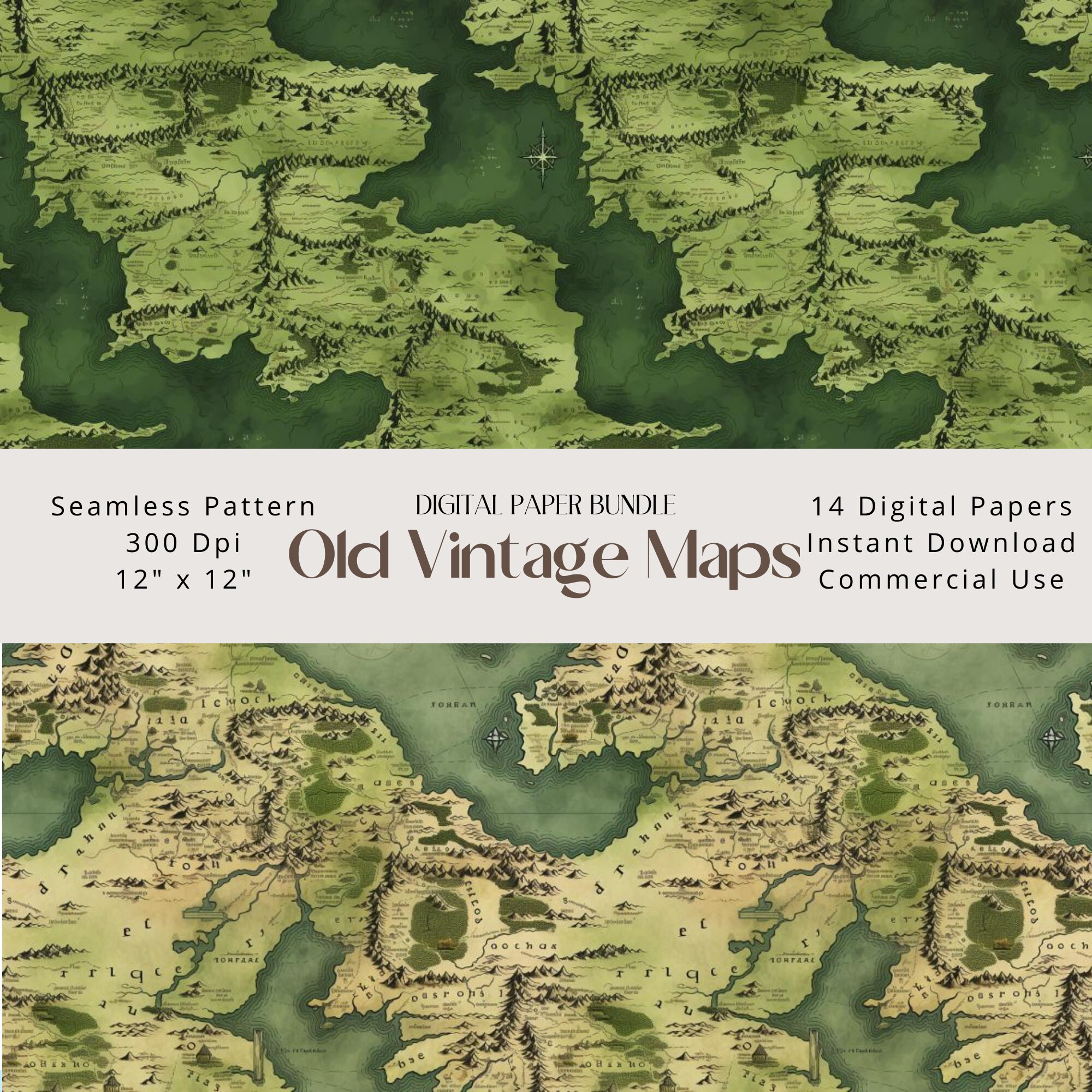 Old Vintage Maps Digital Paper Seamless Digital Paper, Vintage Maps ...