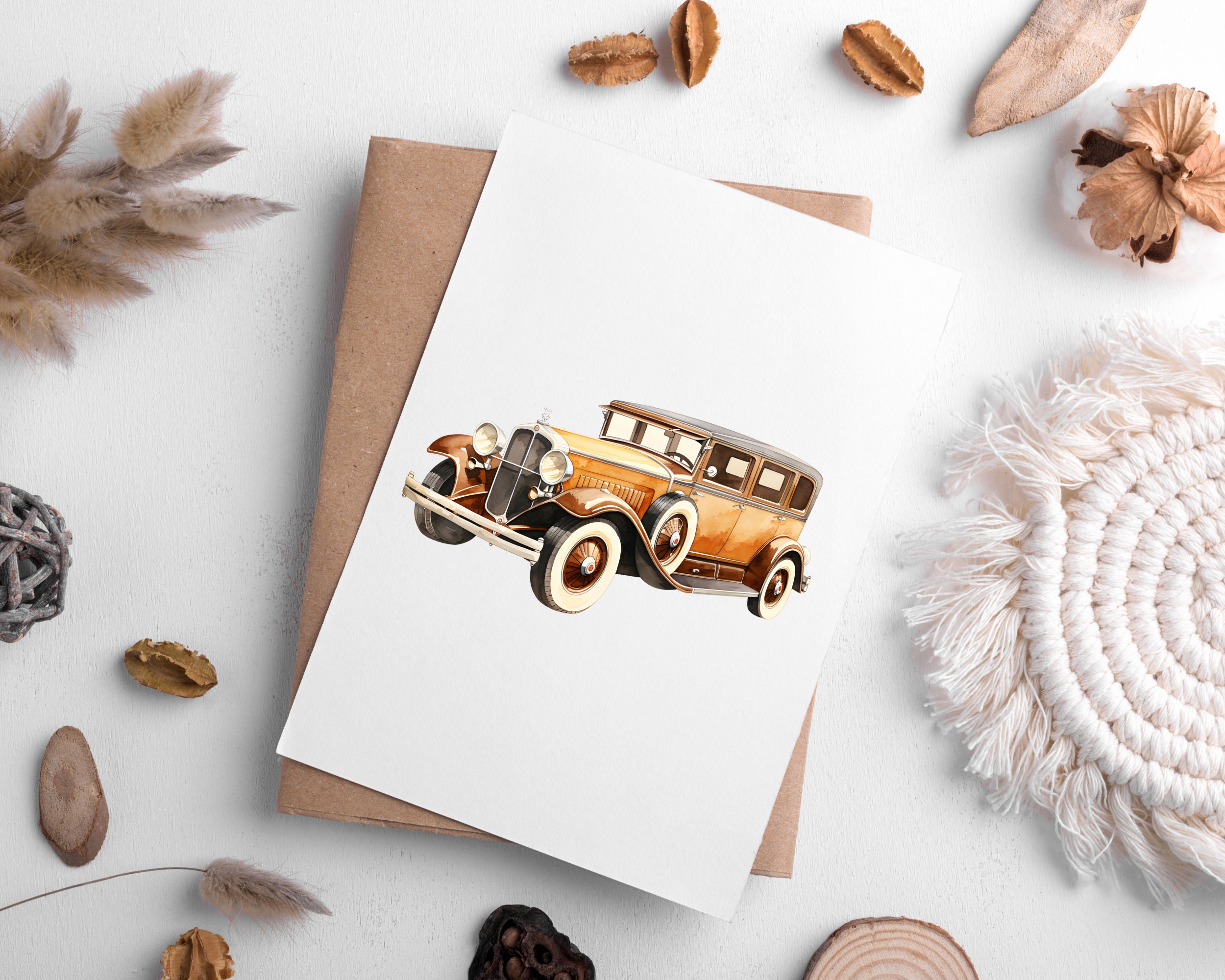 Viintage Cars Watercolor Clipart Bundle | Car Clipart, Old Car Clipart ...