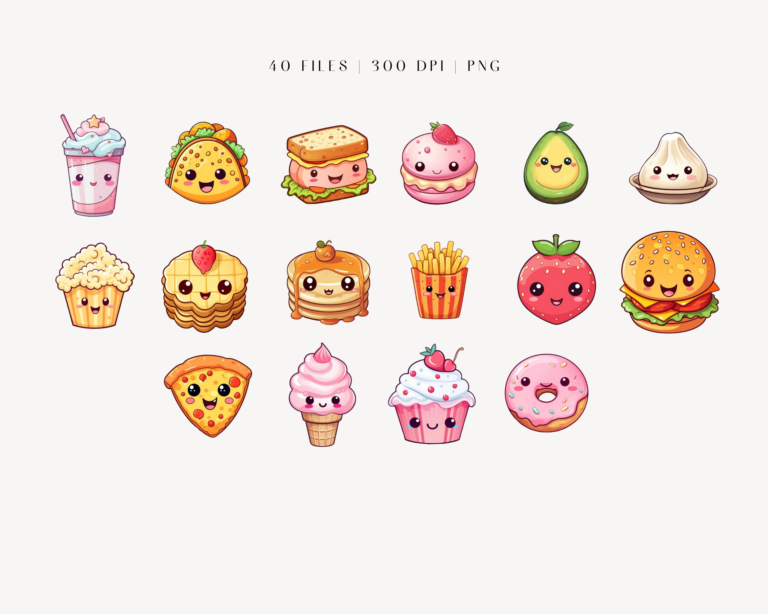 Kawaii Food Clipart Cute Food Clipart Kawaii PNG Bundle Kawaii Clipart ...