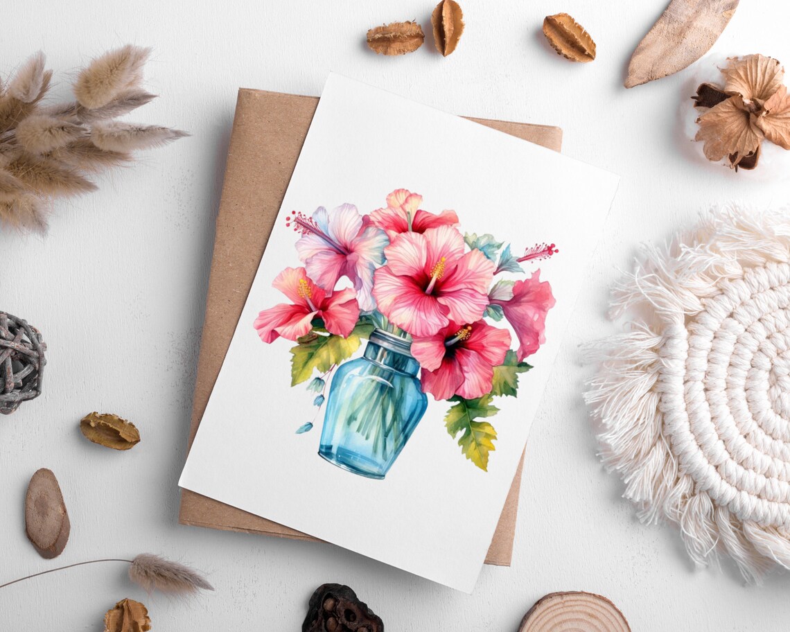 Hibiscus Watercolor Clipart Bundle | Tropical Flower, Exotic Flower ...