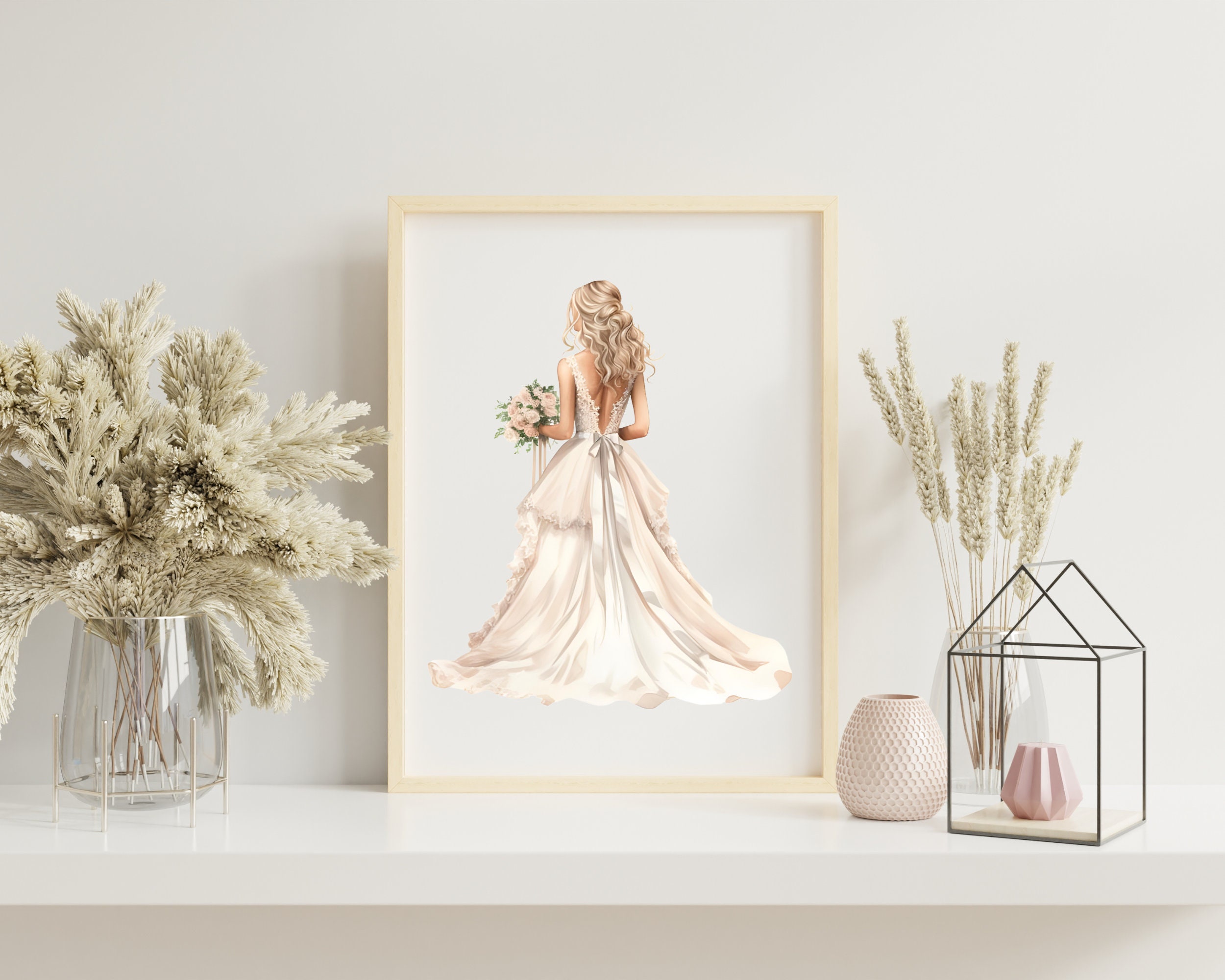 Bride Back View Watercolor Clipart Wedding Clipart, Bride Clipart ...