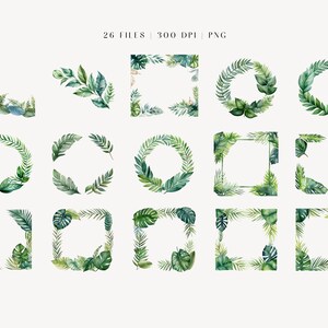 Tropical Leaves Borders Clipart Bundle | Wreaths and Frames, Tropical ...