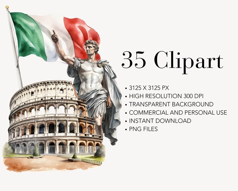 Italy Watercolor Clipart Bundle | Rome Illustrations | Italy Vacation ...