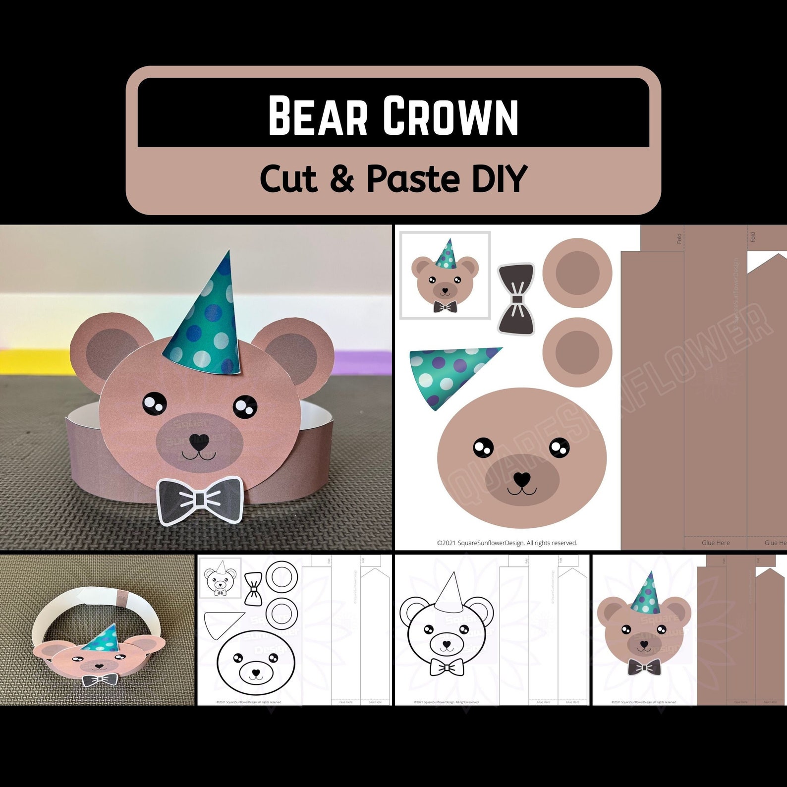 Bear Printable Crown Template Fun Kids Craft Printable Cut and Paste ...