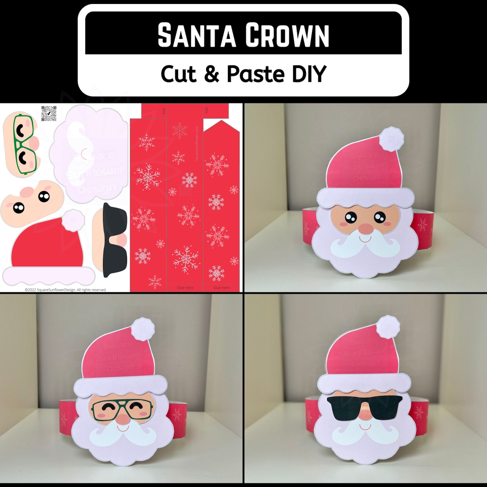 DIY Christmas Paper Crown Template: Santa, Reindeer, Snowman ...